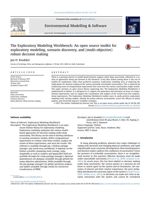 Pdf The Exploratory Modeling Workbench An Open Source Toolkit For
