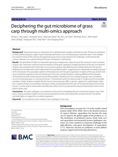 Pdf Deciphering The Gut Microbiome Of Grass Carp Through Multi Omics Approach