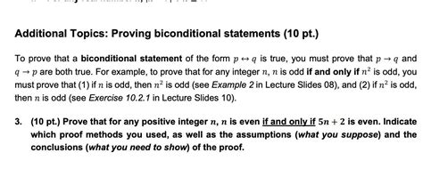 Additional Topics Proving Biconditional Statements