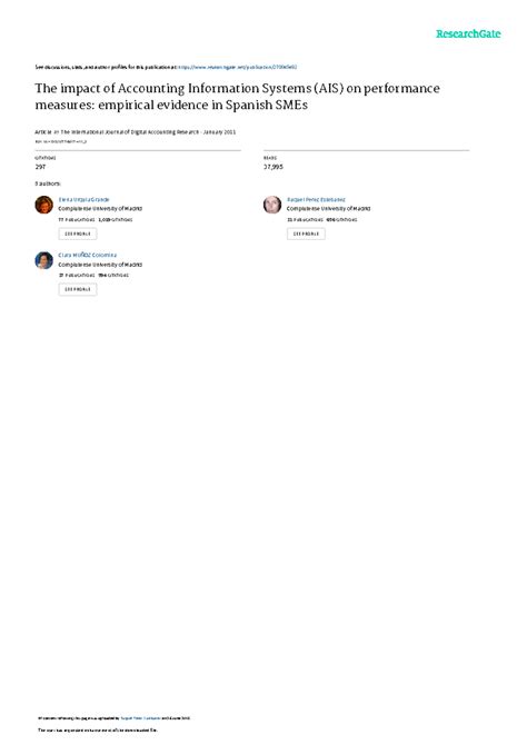 The Impact Of Accounting Information Systems Ais O See Discussions Stats And Author Profiles
