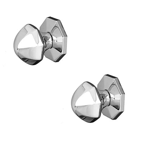 2 Pack Stylish 65mm Polished Chrome Centre Door Knob For Modern Homes External Front Door Knob