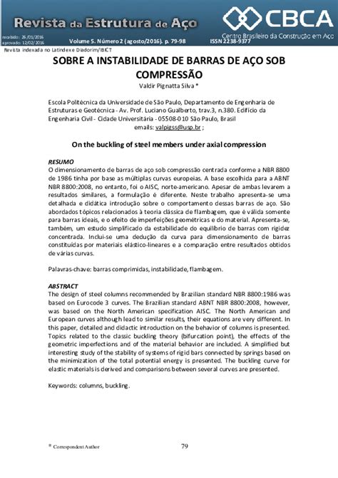 Pdf On The Buckling Of Steel Members Under Axial Compression