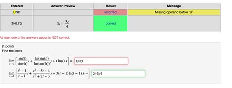 Solved Entered Answer Preview Result Message Missing Operand Chegg