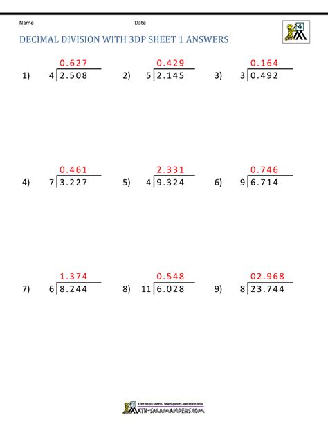 Division Of Decimal Numbers Worksheets Worksheets Library