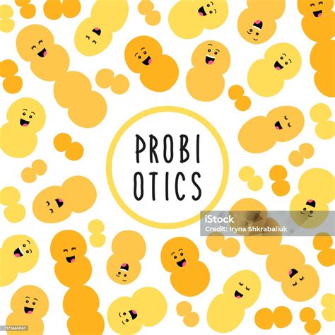 흰색 창자 및 장 내 세균총에 고립 된 재미있는 프로바이오틱스 박테리아 가족 배경 플랫 스타일로 설정 건강관리와 의술에 대한 스톡 벡터 아트 및 기타 이미지 Istock