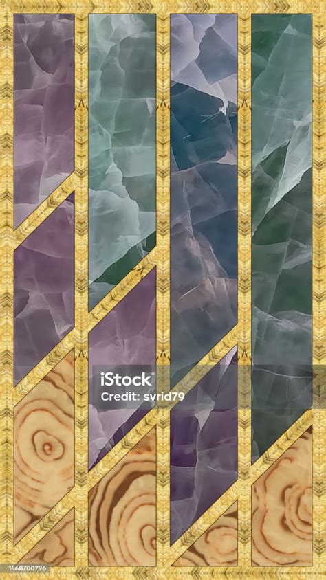 현대 모자이크 인레이 스테인드 글라스 스타일로 일러스트레이션 아르 데코 배경 기하학적 패턴 컬러 감촉과 황금 인공 석조 구조 추상 인쇄 크리에이티브 타일 표면 0명에 대한