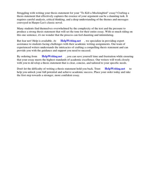 Thesis Statements For To Kill A Mockingbird Essay Download Free Pdf To Kill A Mockingbird