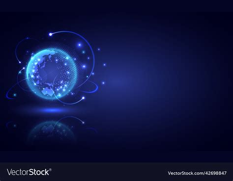 Global Network Connection World Map Abstract Vector Image
