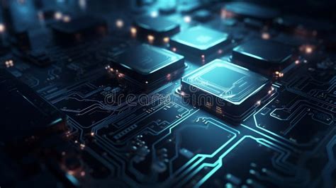 Digital Circuit Motherboard Cpu Chip Semiconductor Hardware Technology Concept Illustration