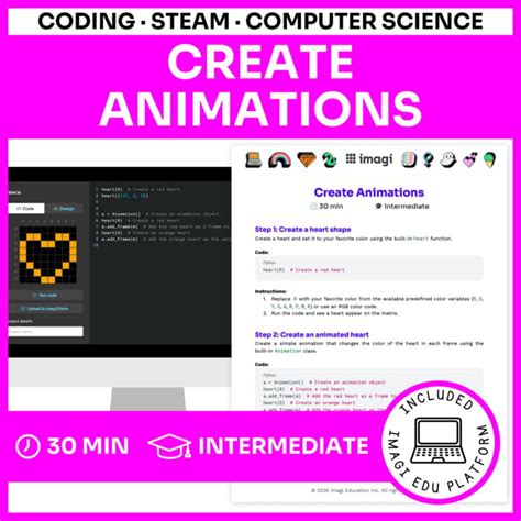 Python Coding Worksheets Create Animations Intermediate Coding Lesson