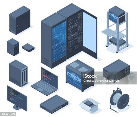 등대 메트릭 데이터 센터 네트워크 기술 및 호스팅 서버 장비 네트워크 서버룸 클라우드 데이터베이스 스테이션 벡터 일러스트 레이션 세트 컴퓨터 네트워크 기술 네트워크 서버에