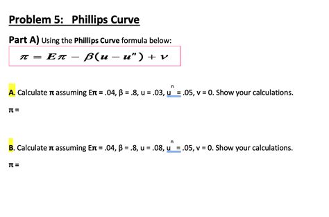 Solved Problem 5 Phillips Curve Part A Using The Phillips