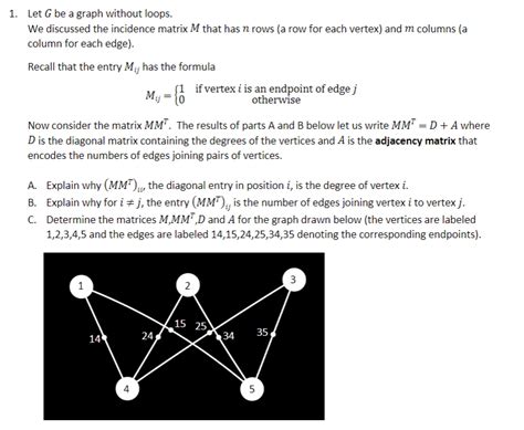 Solved Let G Be A Graph Without Loops We Discussed The