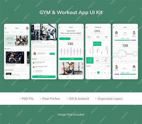 Gym 및 운동 앱 Ui 키트 프리미엄 Psd 파일