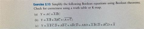 Solved Exercise 2 13 Simplify The Following Boolean