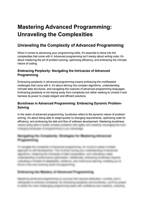 Solution Mastering Advanced Programming Unraveling The Complexities