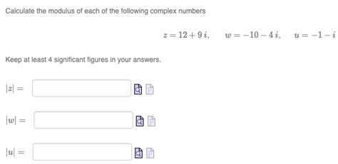 Solved Calculate The Modulus Of Each Of The Following Chegg
