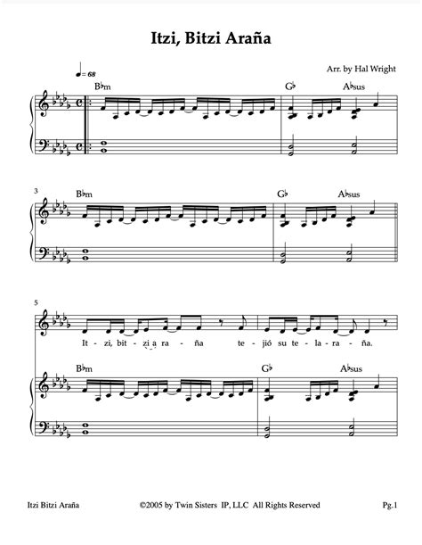 Itzi Bitzi Araña Sheet Music By Teach Simple