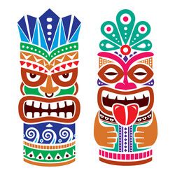 Tiki Statue Pole Totem Design Traditional Vector Image