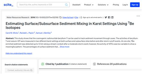 Estimating Surfacesubsurface Sediment Mixing In Karst Settings Using 7 Be Isotopes