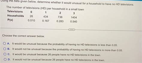 Answered Ng The Data Given Below Determine Whether It Would Unusual