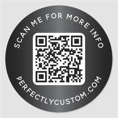 Qr Code Custom Text Round Dark Gray Gradient Classic Round Sticker Perfectly Custom