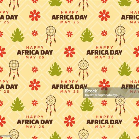 해피 아프리카의 날 문화와 원활한 패턴 디자인 아프리카 부족 인물 템플릿 장식 손으로 그린 만화 플랫 랜딩 페이지 일러스트레이션 Africa Day에 대한 스톡 벡터 아트