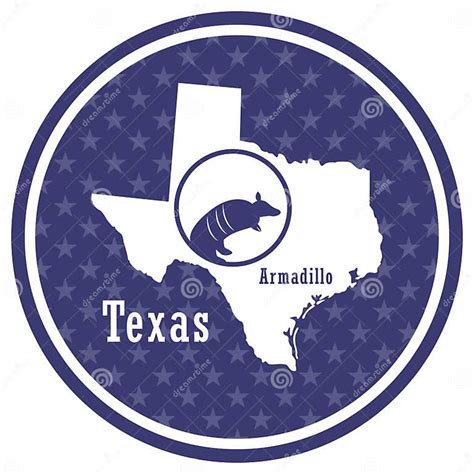 Texas State Map With Armadillo Vector Illustration Decorative Design