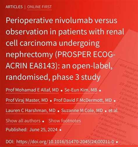 Shaheenah Dawood On Linkedin Prosper Ea8143 Periop Nivolumab In Pts With Rcc There Is No Rfs