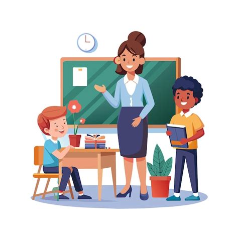 Учитель преподает в классе векторная иллюстрация Премиум вектор