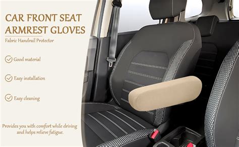 Augeny 2 Pcs Car Front Seat Armrest Covers Soft Elastic