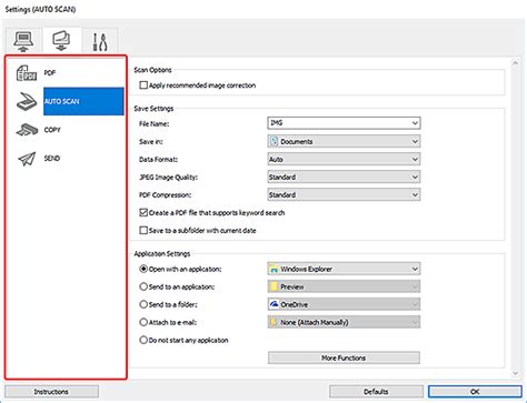 Canon CanoScan Manuals LiDE Scanner Button Settings Via IJ Scan Utility