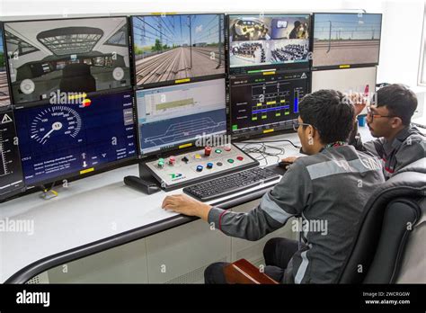 bandung west java indonesia 17th jan 2024 officers gives instructions from the simulator