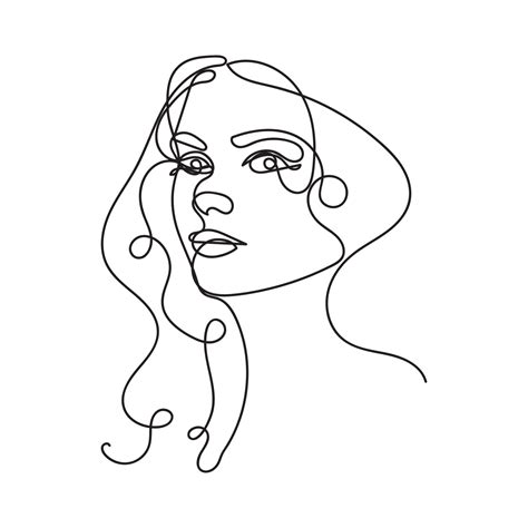 Artístico Uno Línea Bocetos De Mujer Rostro Hembra Cara Dibujo