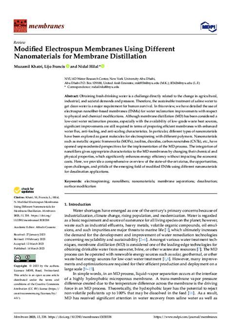 Pdf Modified Electrospun Membranes Using Different Nanomaterials For