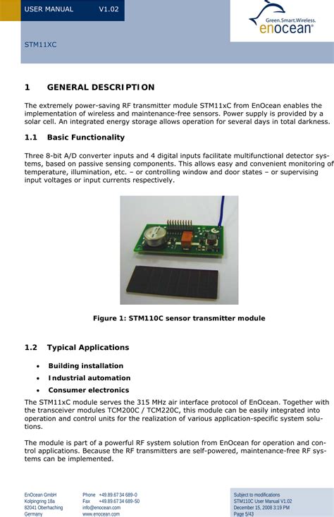 Echoflex Solutions Stm112c 315 Mhz Transmitter User Manual Stm 11xc V1 02