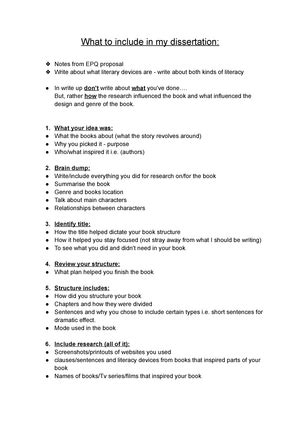 EPQ Structure Dissertation Title Page And Contents Abstract Completed At The End Of Your