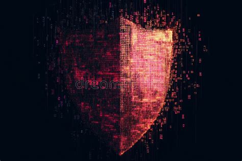 Glowing Digital Shield Formed By Binary Code Protects Data From Cyber Threats In Virtual Space