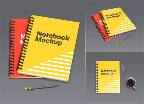 Free Spiral Binding Notebook Mockup Psd Set Good Mockups