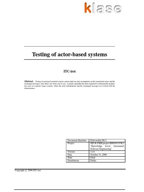 Testing Of Actor Based Systems Pdf Method Computer Programming Parameter Computer