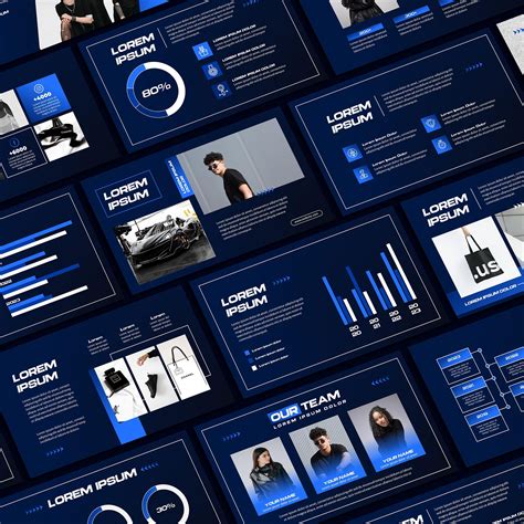 Blue Powerpoint Template Business Slide Minimalist Presentation PPT Templates Dark Blue