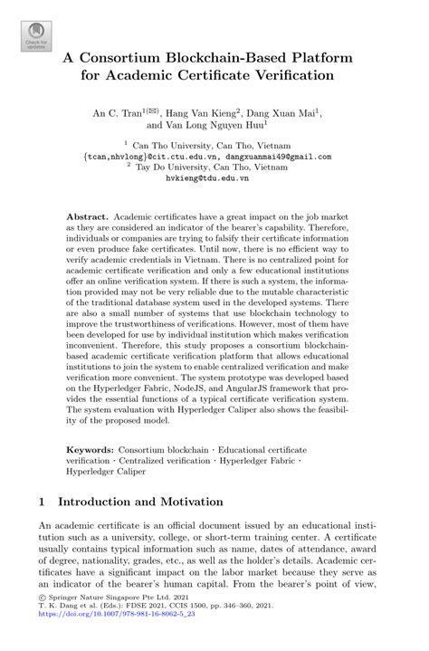 Pdf A Consortium Blockchain Based Platform For Academic Certificate Verification