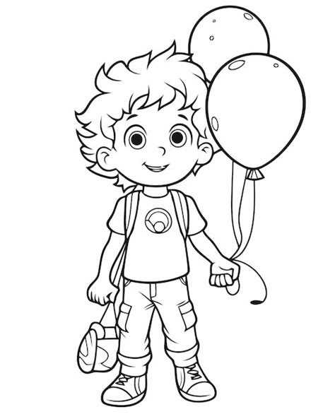 Premium Vector A Boy With A Balloon And A Balloon