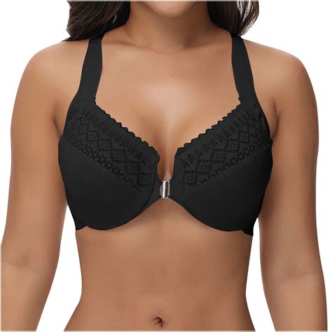 Bsdjilfg Front Closure Womens Bras No Underwire Push Up Bras Black
