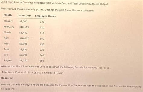 Solved Using High Low To Calculate Predicted Total Variable