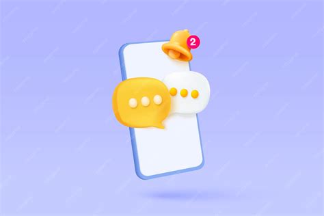 Premium Vector 3d Minimal Speech Bubble With Bell Notification New Message On Mobile Phone