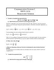 HW2 Sol EECS 141a W22 Pdf Communication Systems I EECS 141A Homework2