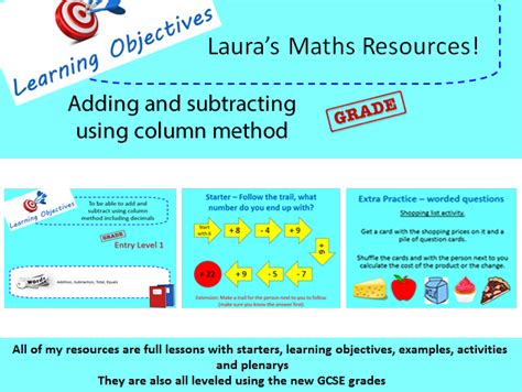 addition and subtraction using column method teaching resources