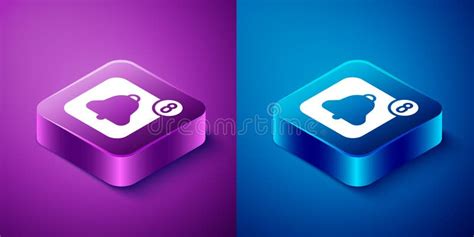 Isometric Alarm Clock App Smartphone Interface Icon Isolated On Blue And Purple Background