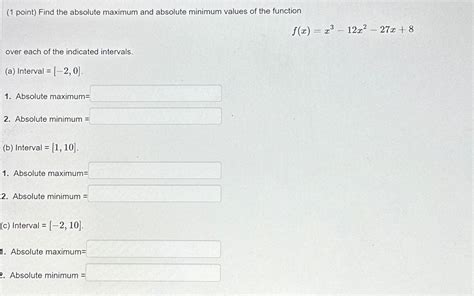 Solved 1 ﻿point ﻿find The Absolute Maximum And Absolute